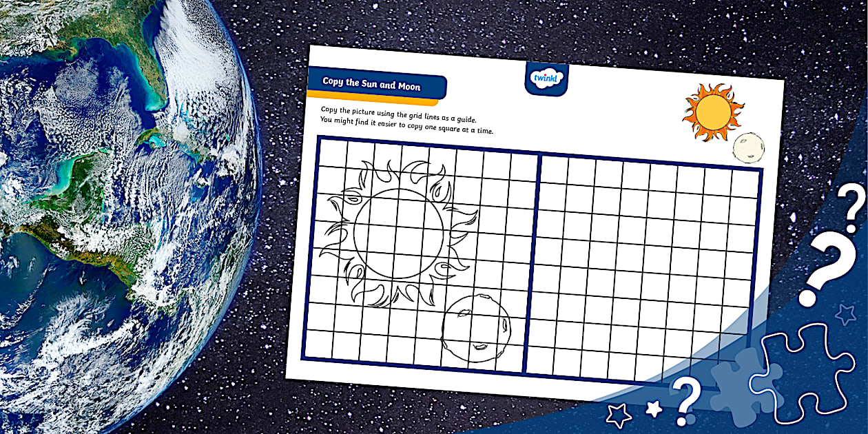 Copy the Space Moon and Sun Puzzle - Kids Puzzles - Twinkl
