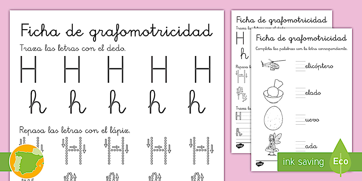 Ficha de grafomotricidad: La letra H (Hecho por educadores)