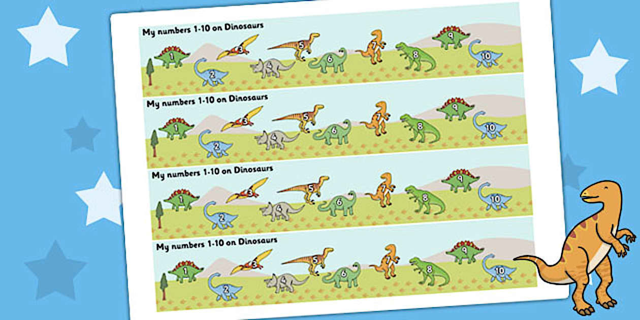Counting Dinosaurs 1-10 Number Strips (teacher made)