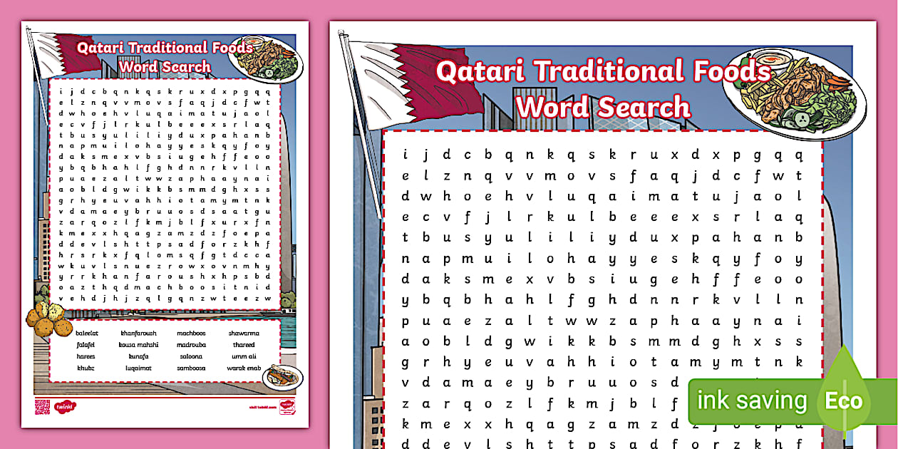 Qatari Traditional Foods Word Search (teacher made) - Twinkl