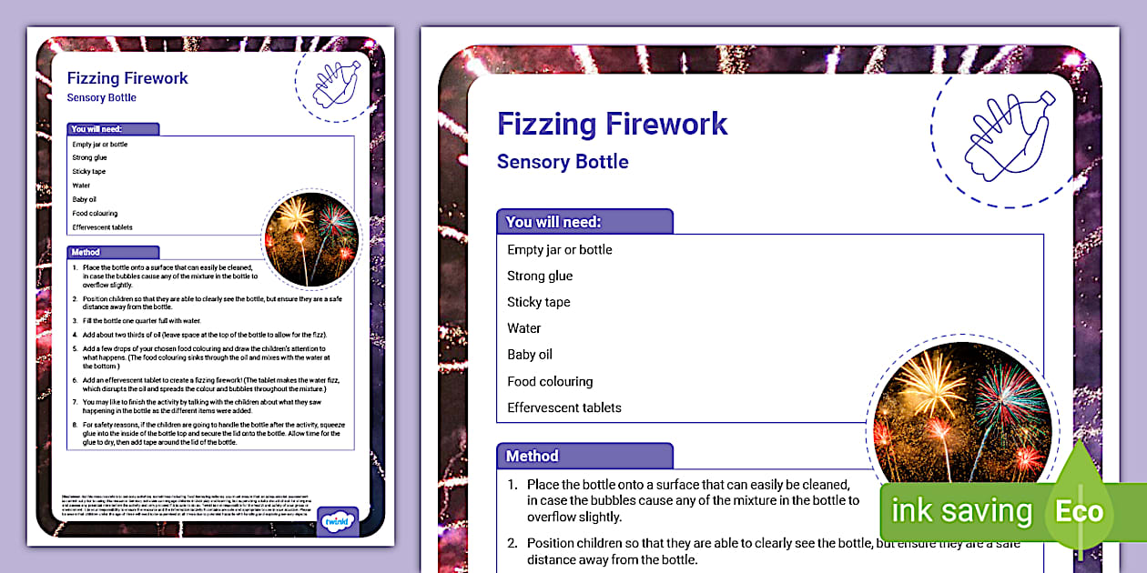 Fizzing Firework Sensory Bottle Activity | Twinkl - Twinkl