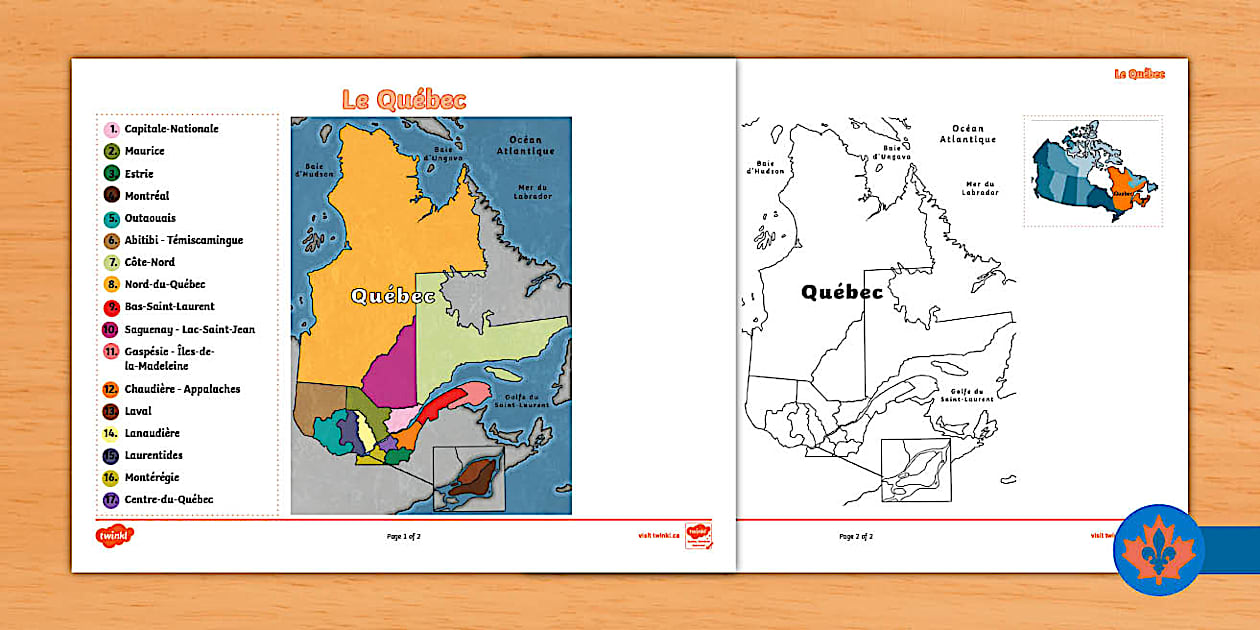 Carte du Québec – Affiche éducative en français