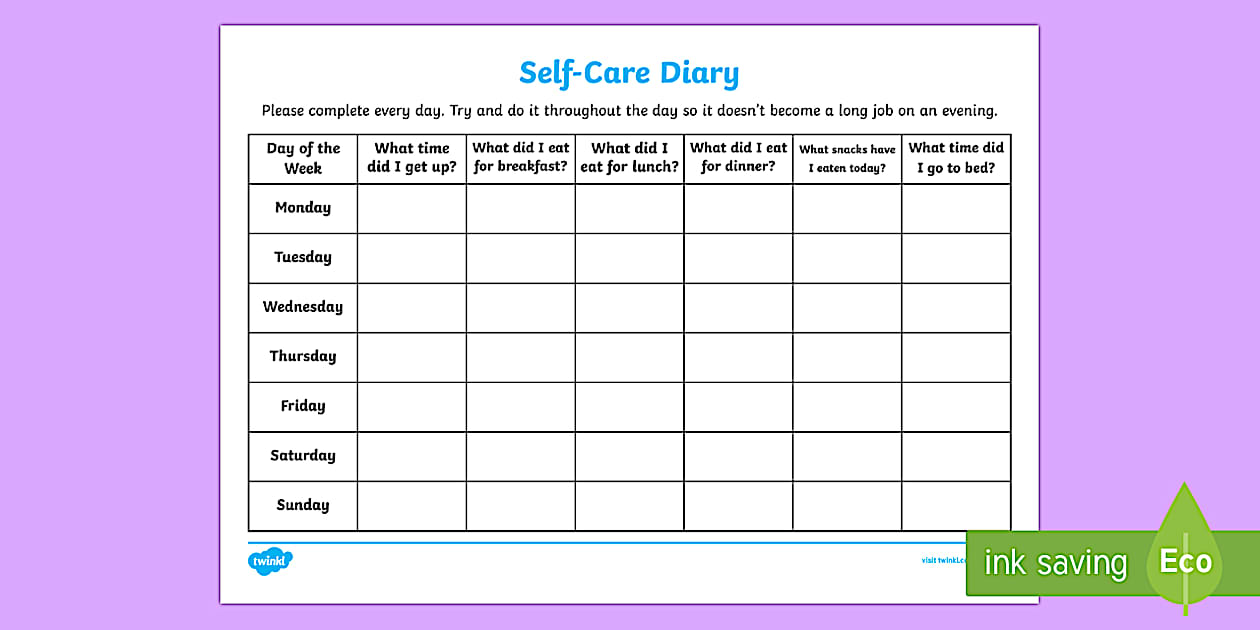 Black and White Self-Care Diary Young People & Families Case File Recording