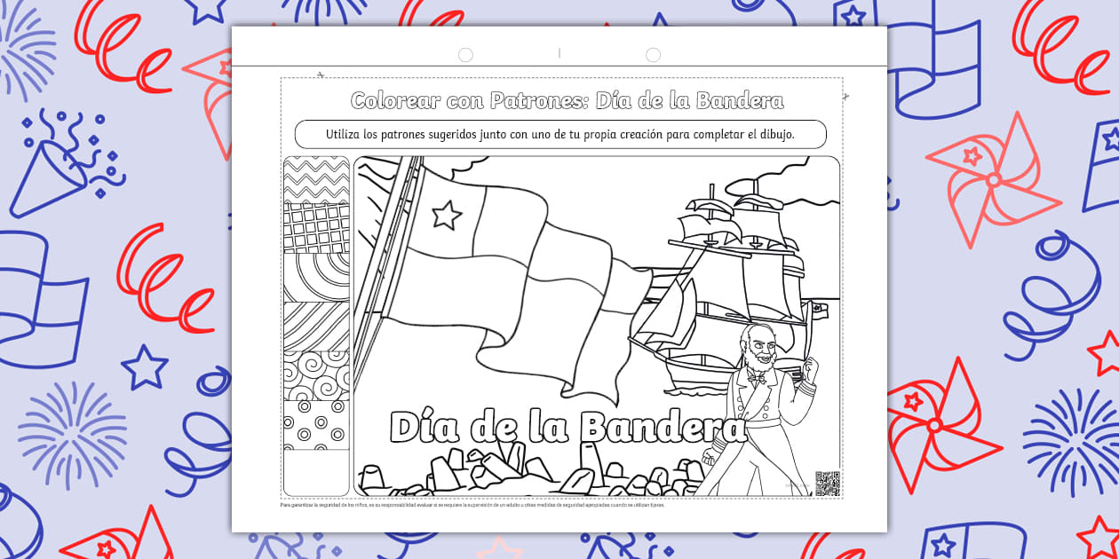 Guía de Trabajo: Colorear con Patrones - Día de la Bandera