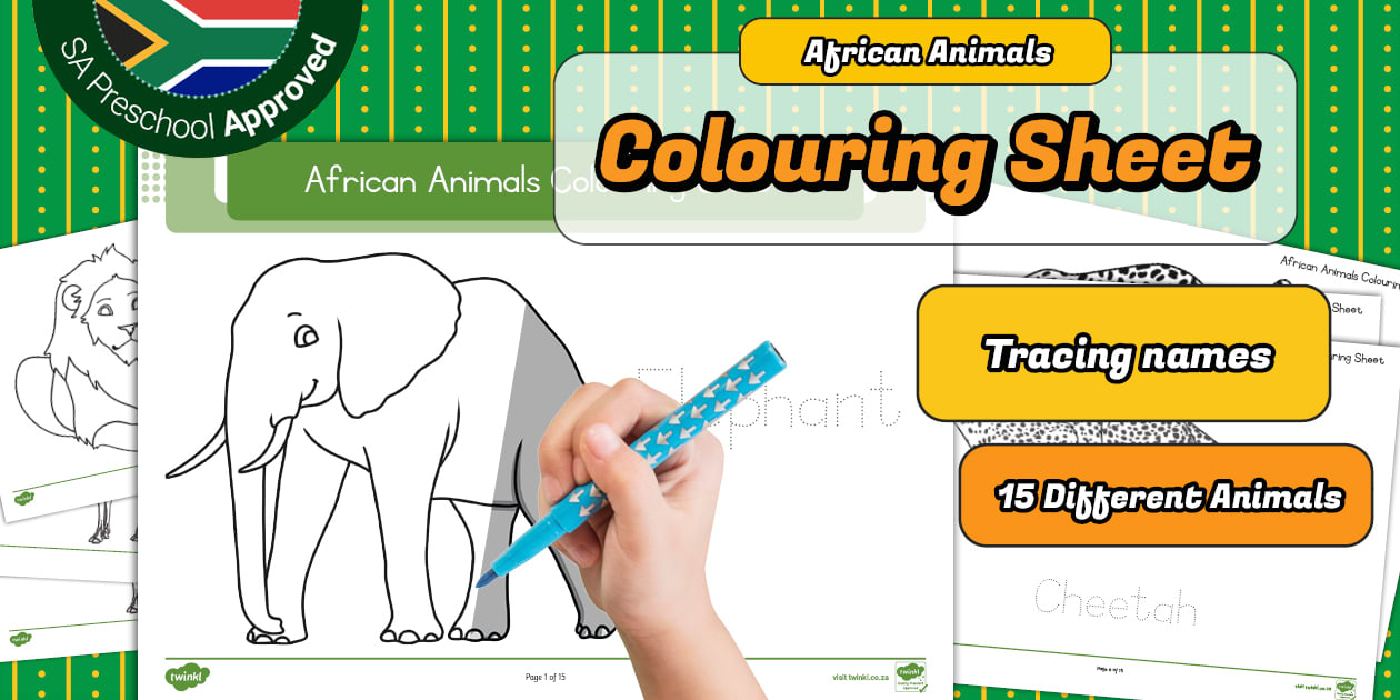 African Animals - Colouring Sheet - African Animals