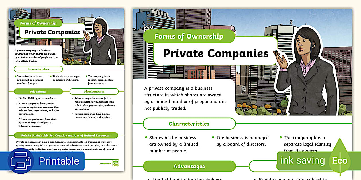Forms of Ownership - Private Companies (Teacher-Made)