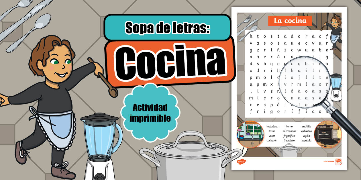 Sopa de letras: La cocina - Twinkl España