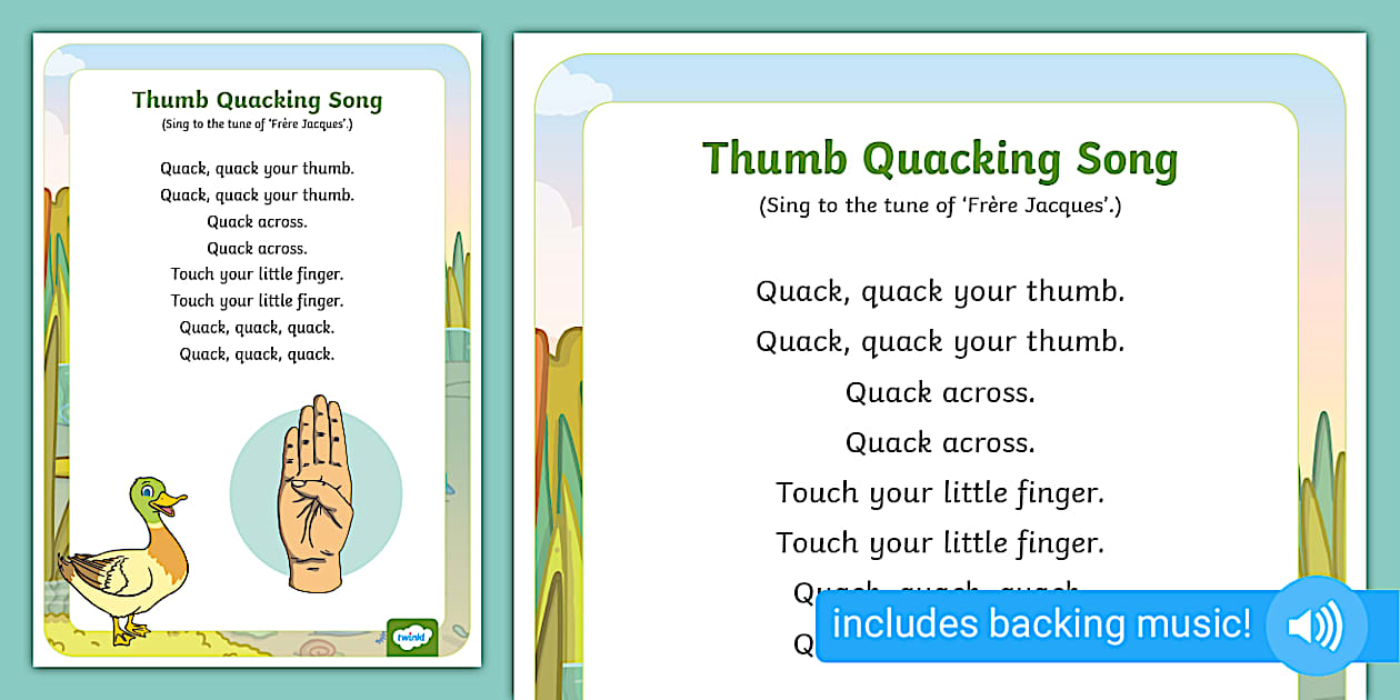 Thumb Quacking Song | Twinkl (teacher made) - Twinkl