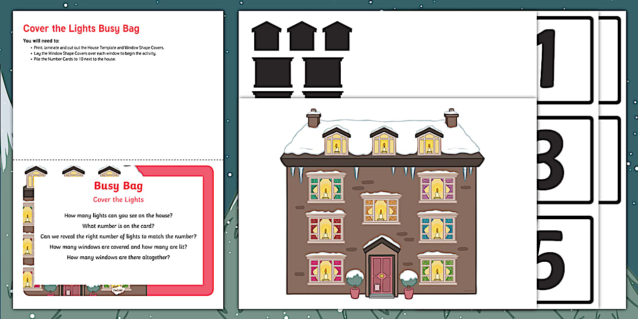 Cover the Lights Busy Bag Prompt Card and Resource Pack