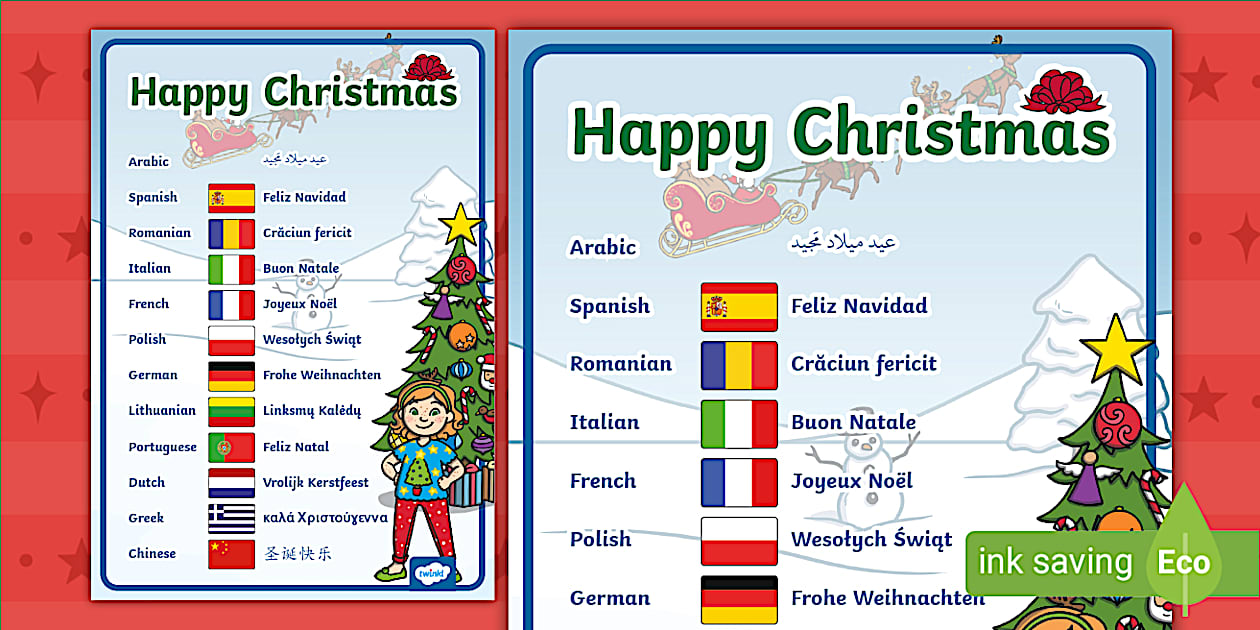 Mixed Language Happy Christmas Display Signs (Teacher-Made)