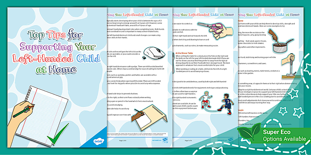 Left-Handed Child Support Guide (teacher made) - Twinkl