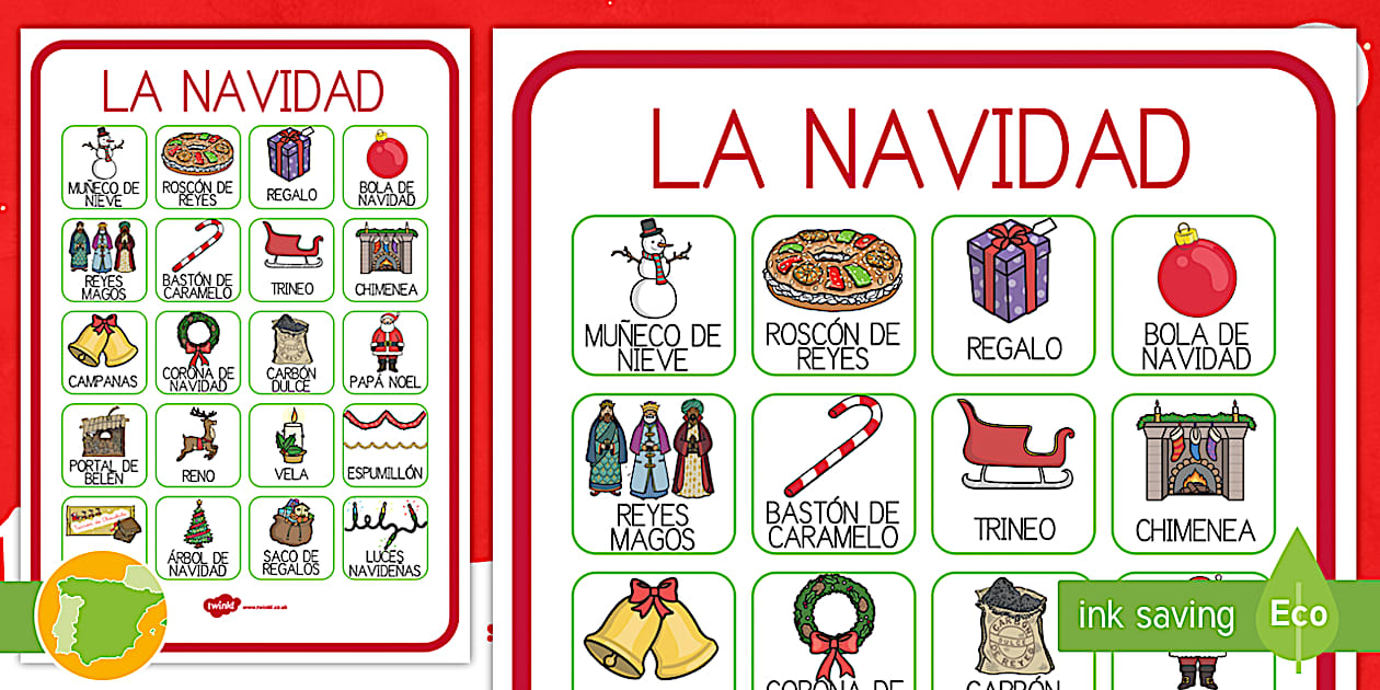 Póster DIN A4: Vocabulario - La Navidad | Twinkl - Twinkl