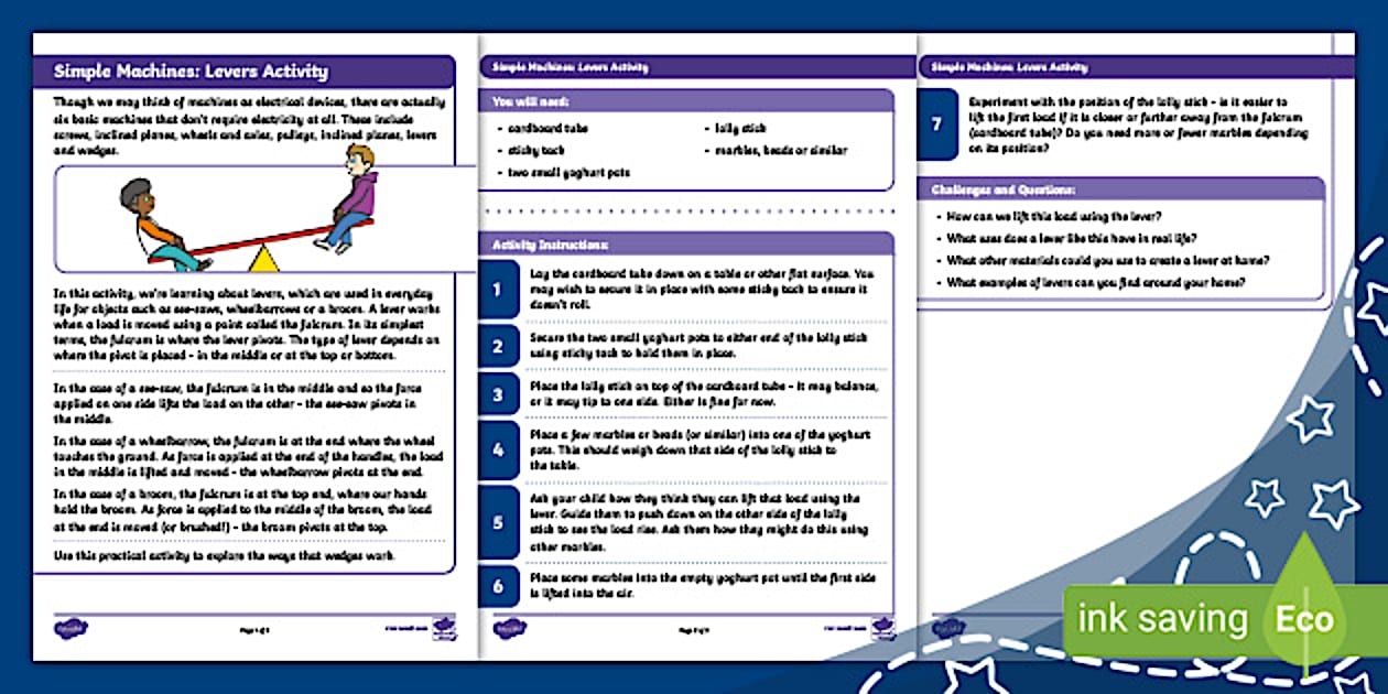 Simple Machines: Levers Activity (teacher made) - Twinkl