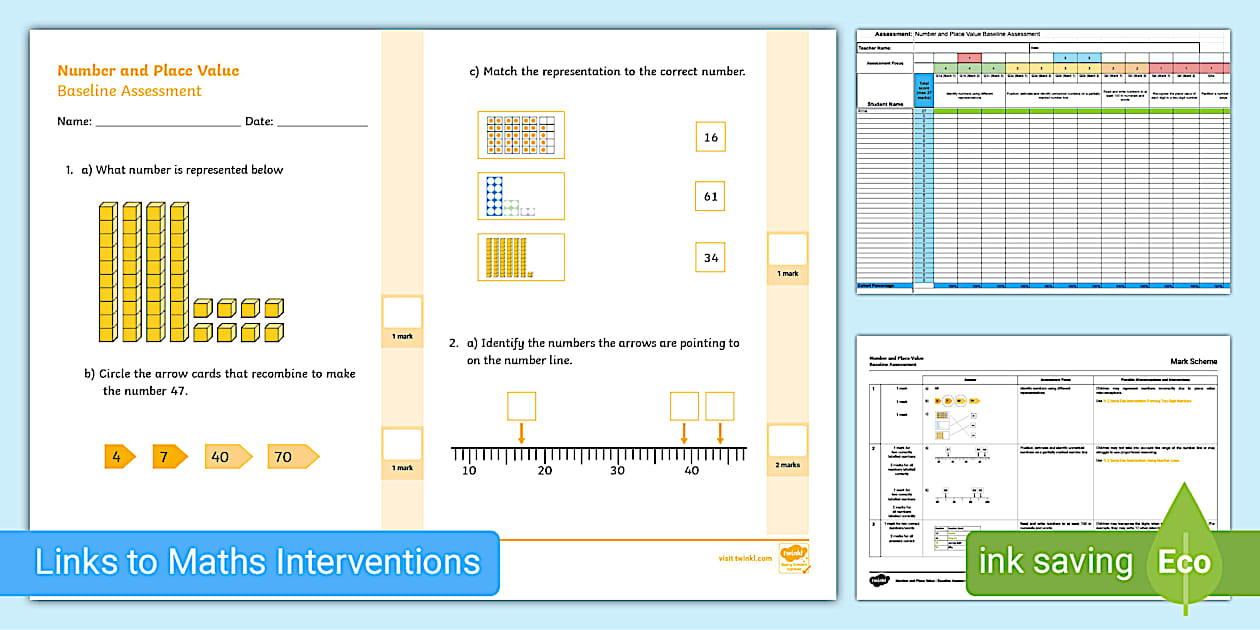 Editable Year 3 Number and Place Value Baseline Assessment and Tracker