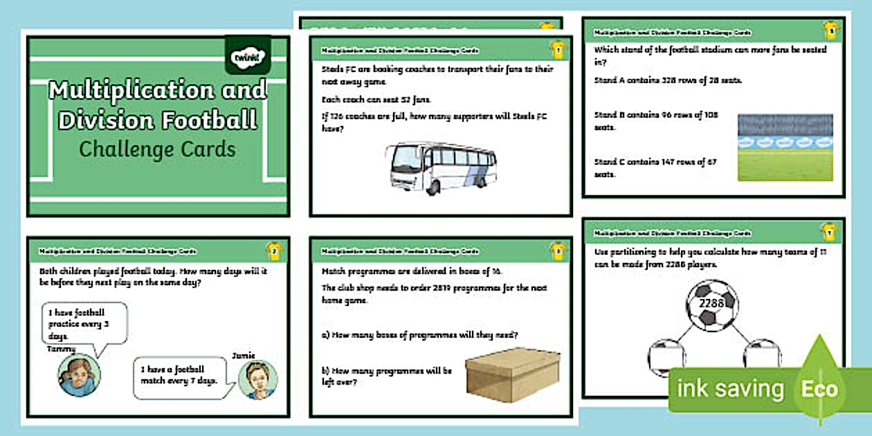 👉 Year 6 Football Multiplication and Division Challenge Cards