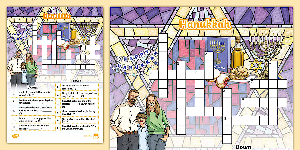 Hanukkah Crossword - KS2 (Teacher-Made) - Twinkl