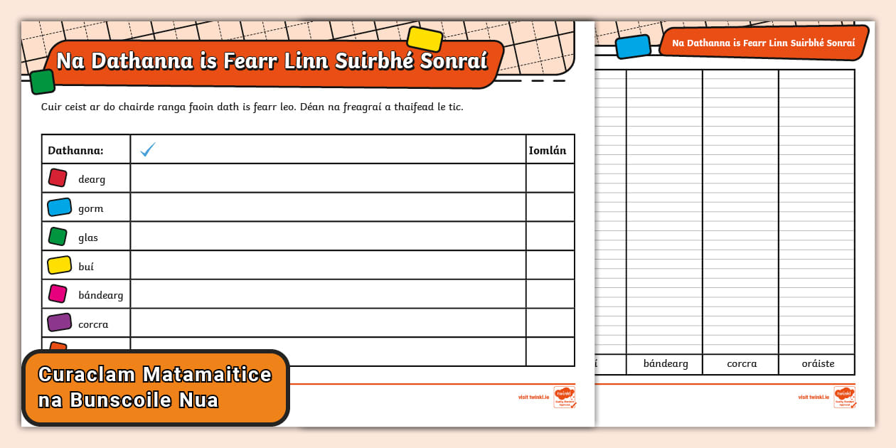 Na Dathanna is Fearr Linn Suirbhé Sonraí (teacher made)