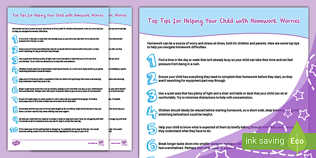 Top Tips for Helping Your Child with Homework Worries