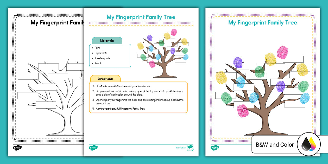 Fingerprint Family Tree Craft (professor feito) - Twinkl