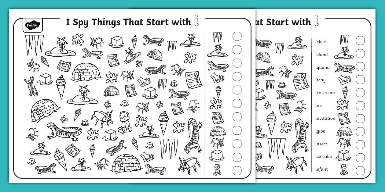 I Spy Things That Start with 'i' Activity Sheet - Twinkl