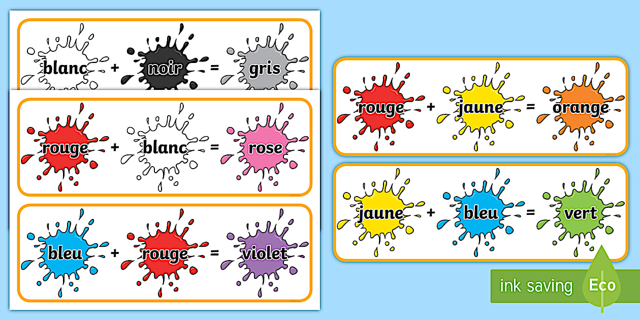 Pancartes : Les mélanges de couleurs (l'enseignant a fait)