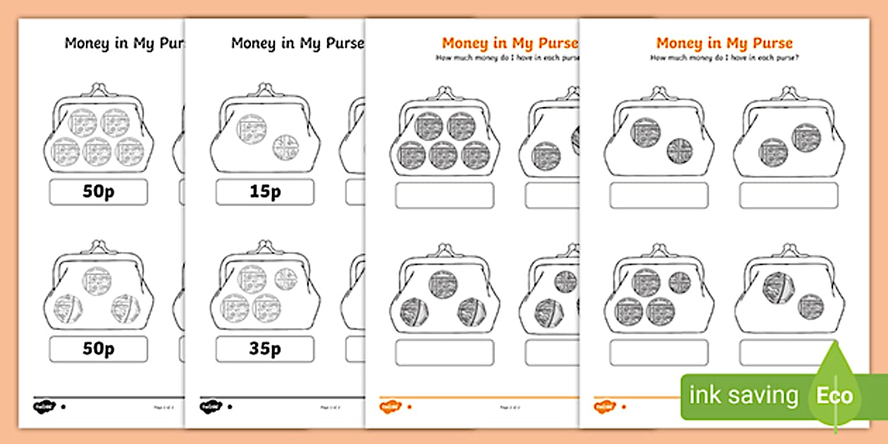 Money in My Purse Differentiated Worksheet - Twinkl