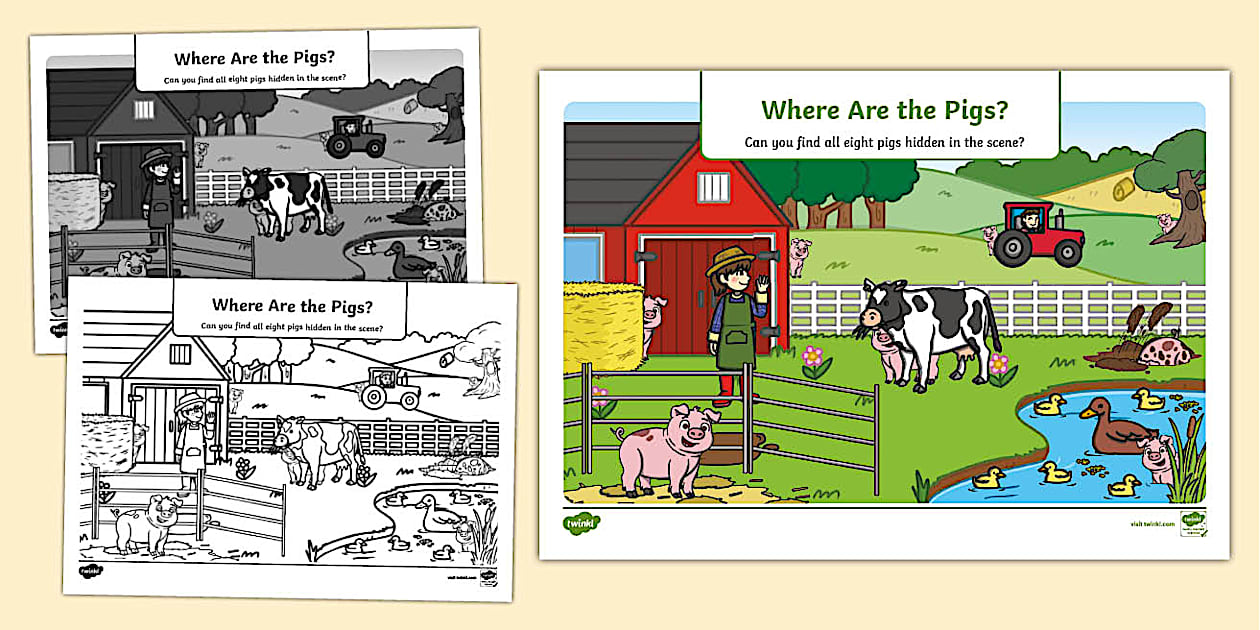 * NEW * Where's the Pig? I Spy Activity - Farmyard - Twinkl