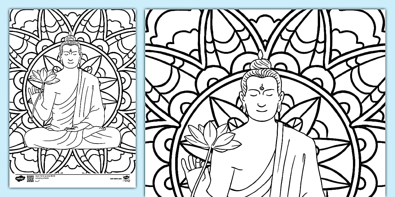 Buddha Mandala Colouring Page (teacher made) - Twinkl