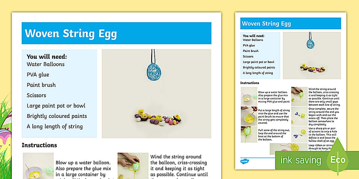 Woven String Egg Craft Instructions - Twinkl