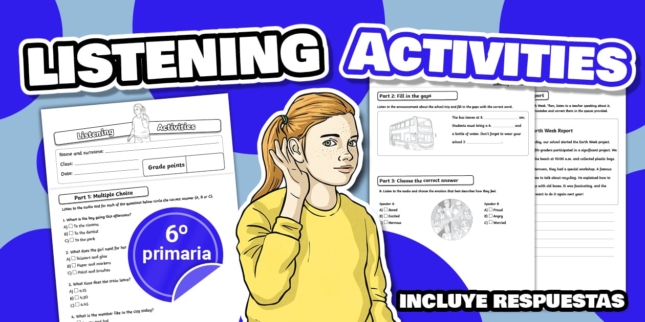 Ficha de actividad: Listening activities - 6º de Primaria