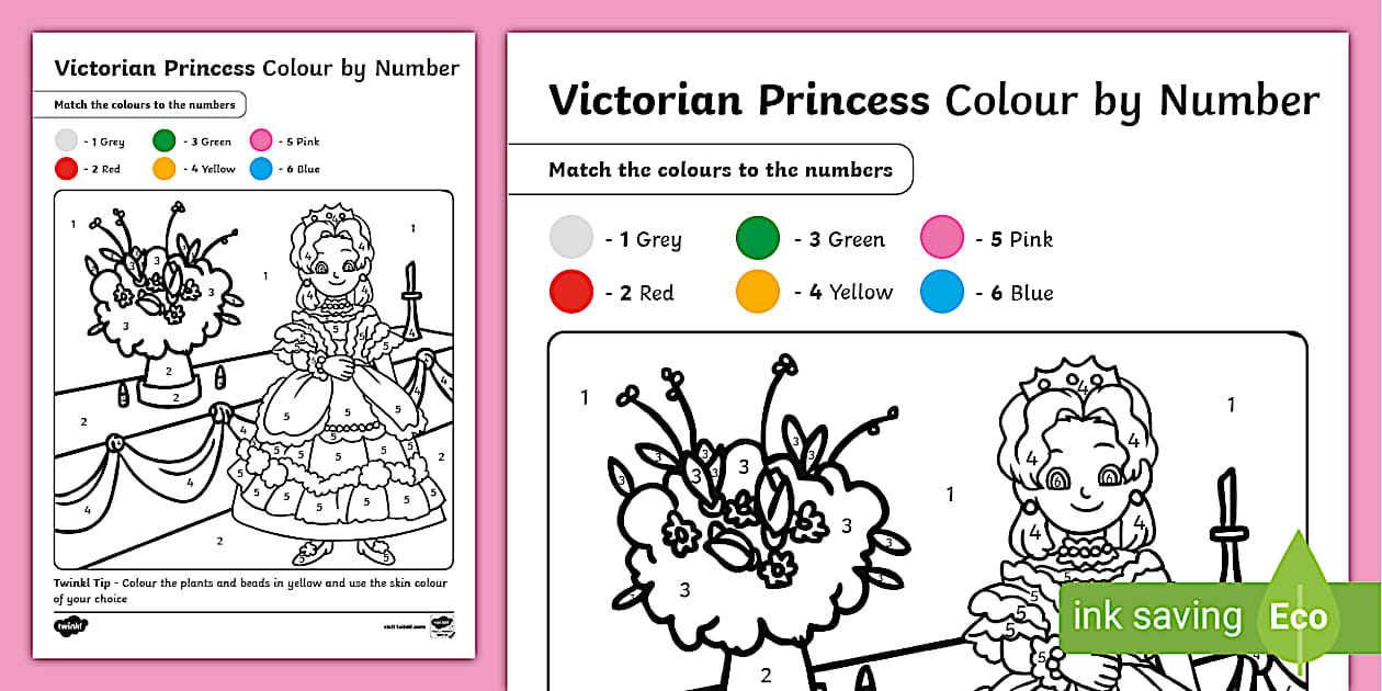 Victorian Princess Colour by Number (teacher made) - Twinkl