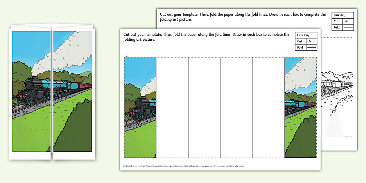 Steam Train Folding Art Template Folding Art Template