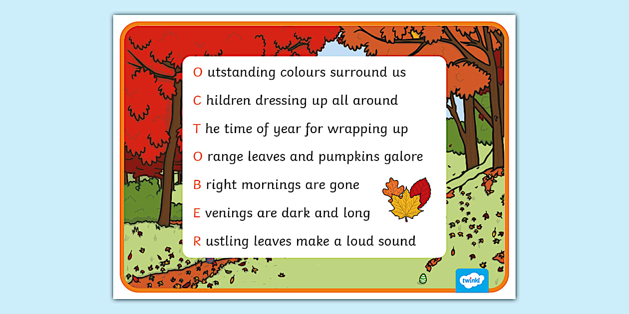 Poem about October Display Poster (teacher made) - Twinkl