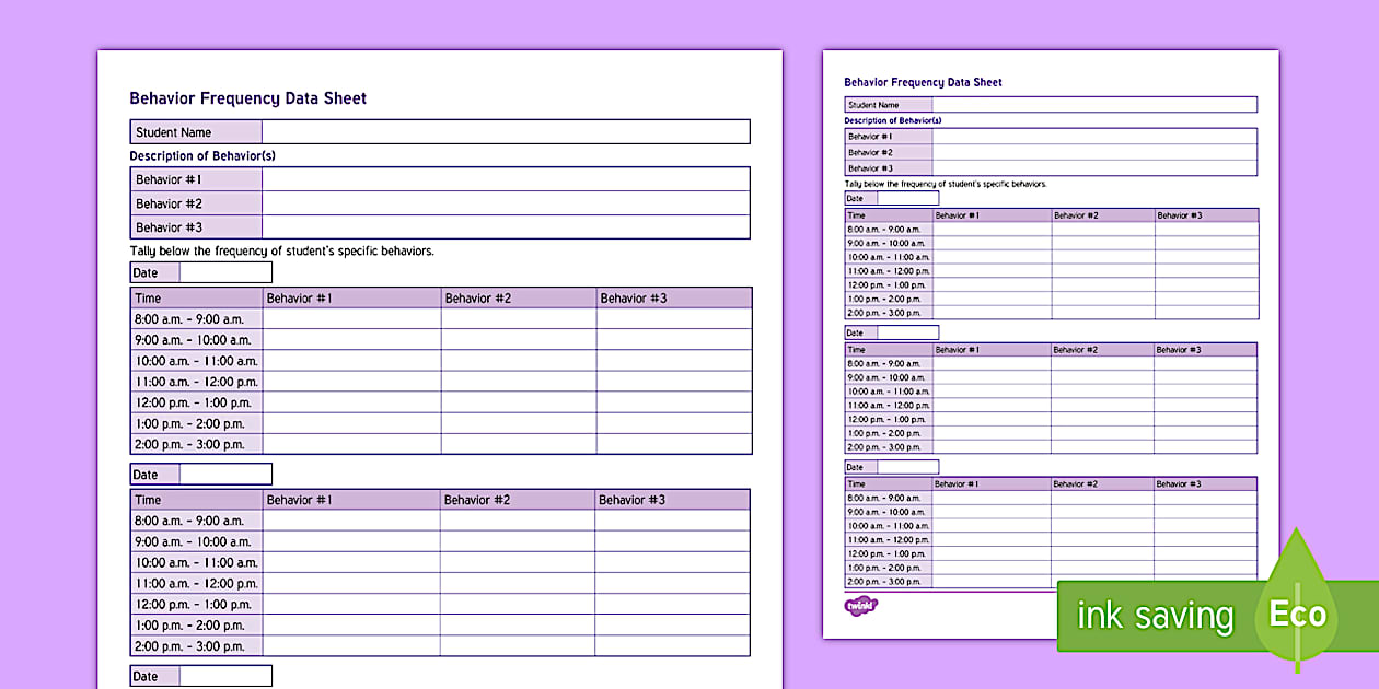 Behavior Frequency Chart | Classroom Management | Twinkl USA