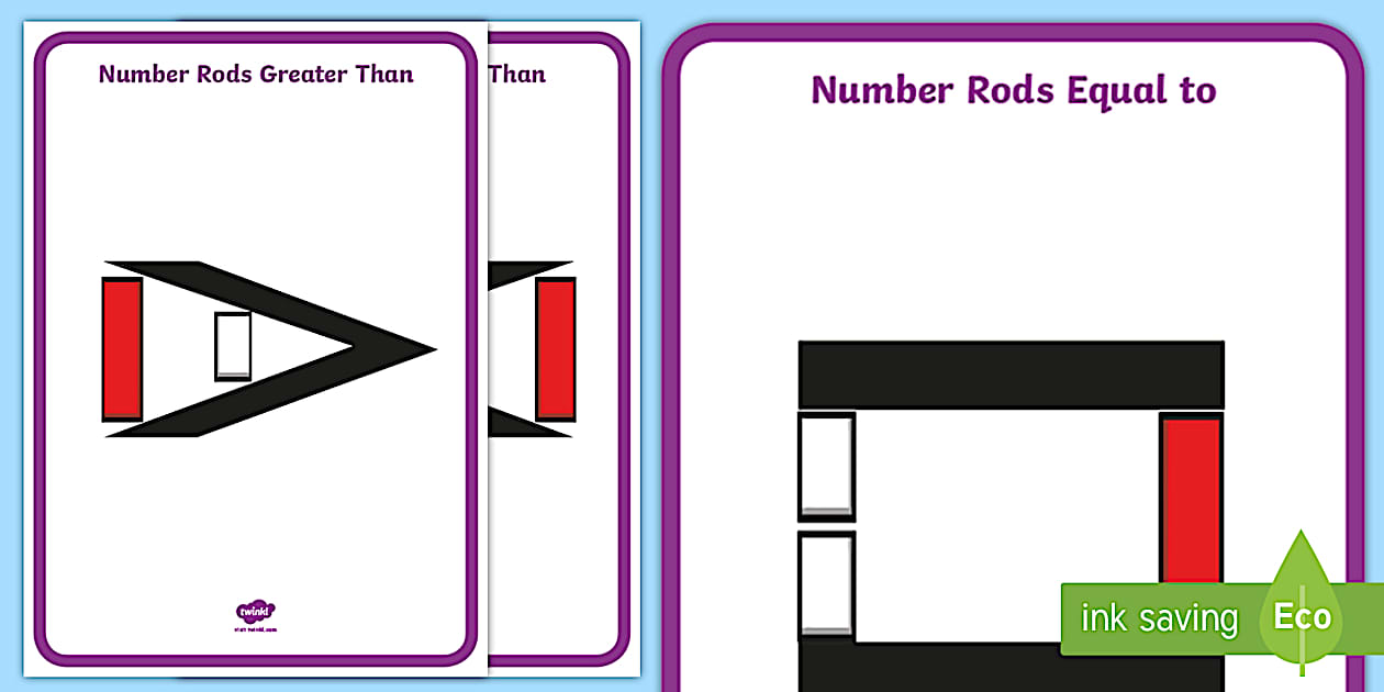 Editable Number Rods Greater Than, Less Than, Equal to Display Posters