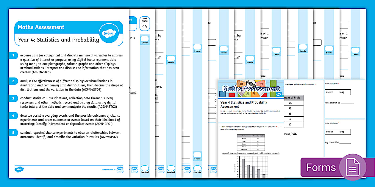 Year 4 Statistics and Probability Assessment - Twinkl