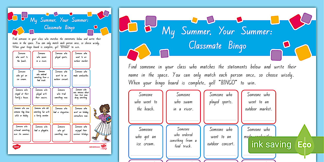 My Summer, Your Summer: Holiday Bingo (teacher made)