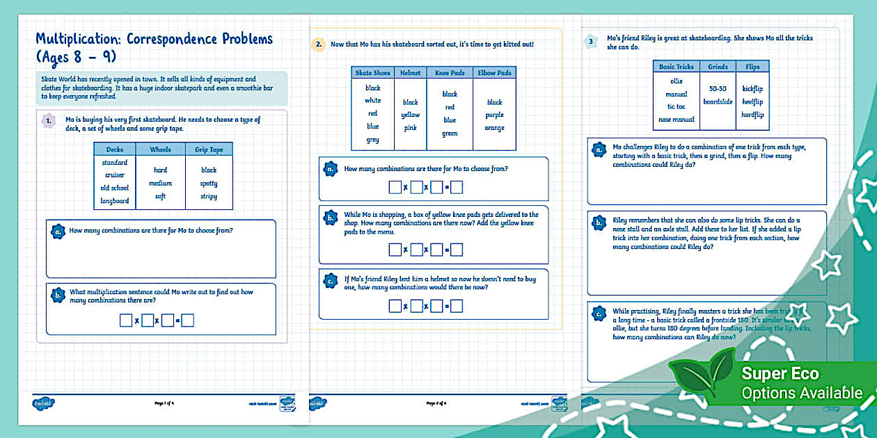 Multiplication: Correspondence Problems (Ages 8 - 9)