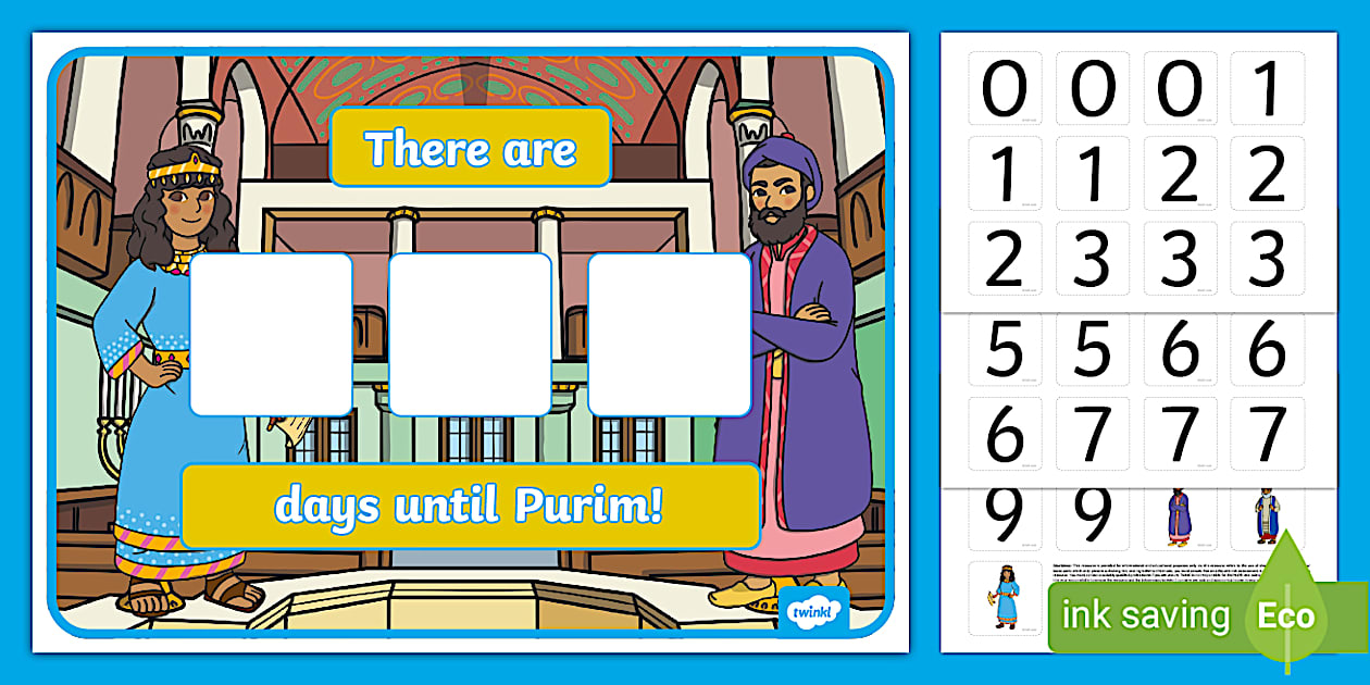 Purim Countdown Display Poster (teacher made) - Twinkl
