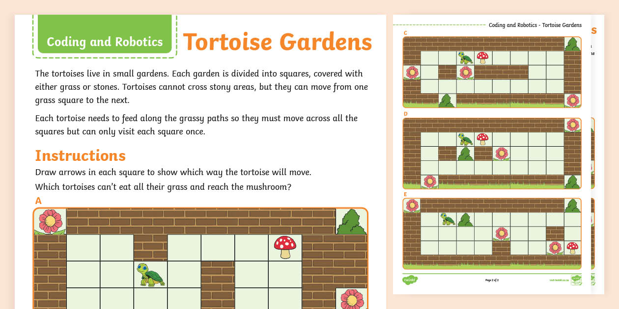 Robotics and Coding - Tortoise Gardens - Twinkl