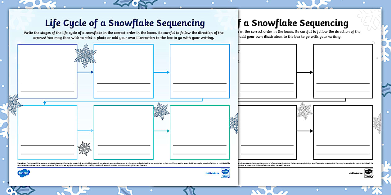 Life Cycle of a Snowflake Sequencing Mind Map (teacher made)