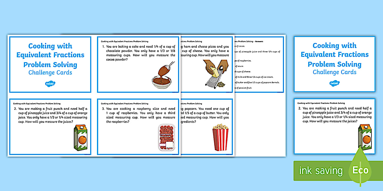 Editable Cooking with Fractions Problem Solving Challenge Cards