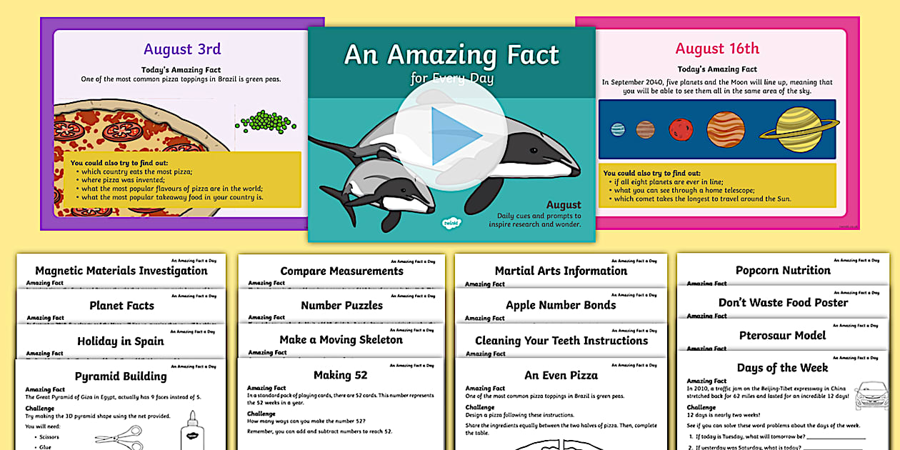 August Amazing Fact a Day Activity Pack (teacher made)