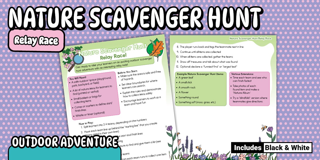 Nature Scavenger Hunt Relay Race - Fun Game