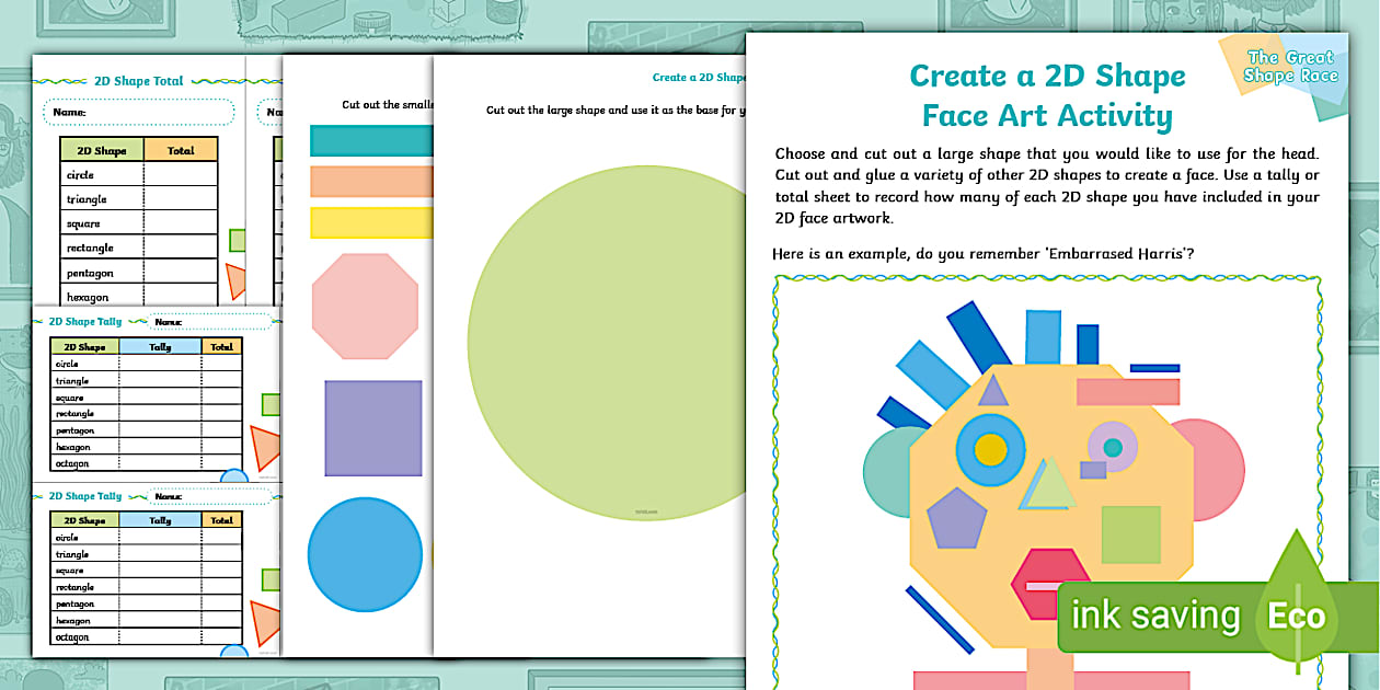 The Great Shape Race - Create a 2D Shape Face Art Activity
