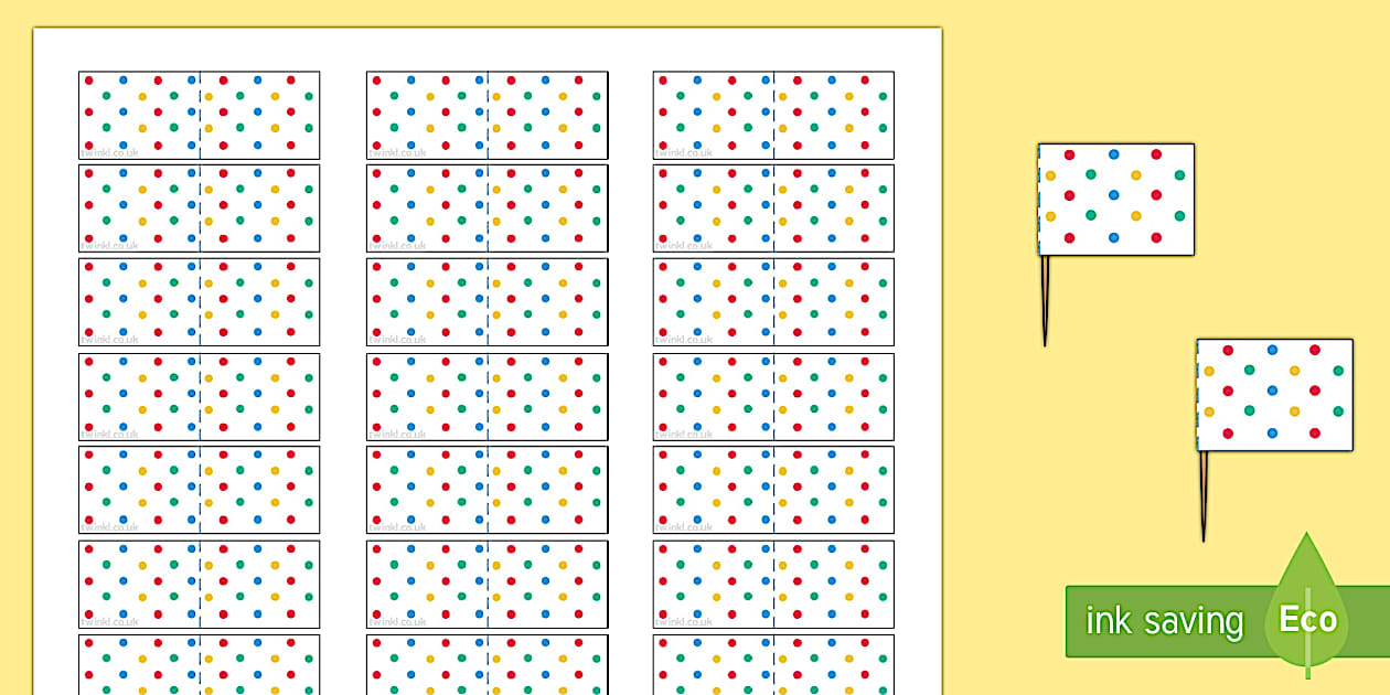 Spotty Themed Party Toothpick Flags (teacher made) - Twinkl