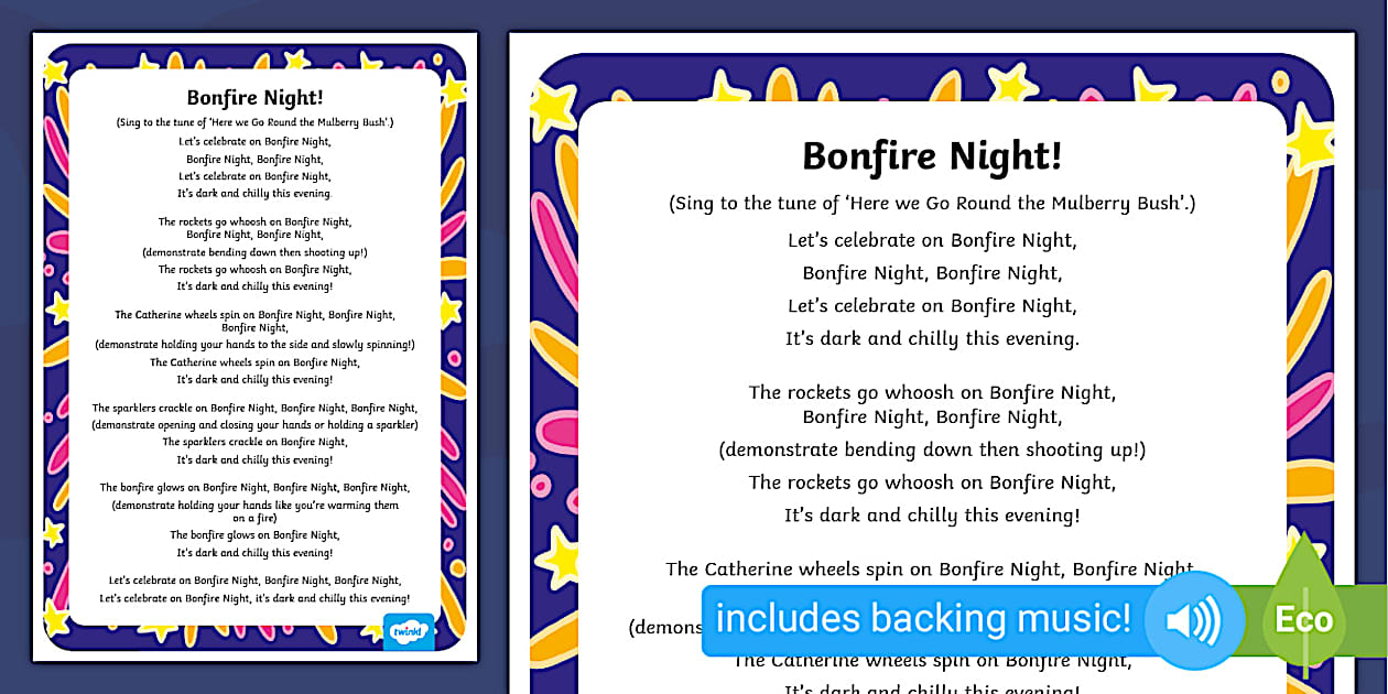 Bonfire Night Action Rhyme Poster (teacher made) - Twinkl