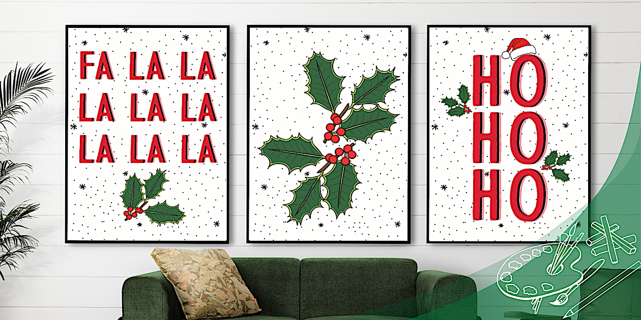 Holly Christmas Posters Pack | Twinkl Art Gallery