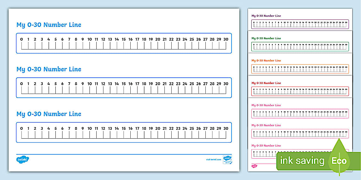 Colourful Number Lines 0-30 (teacher made) - Twinkl