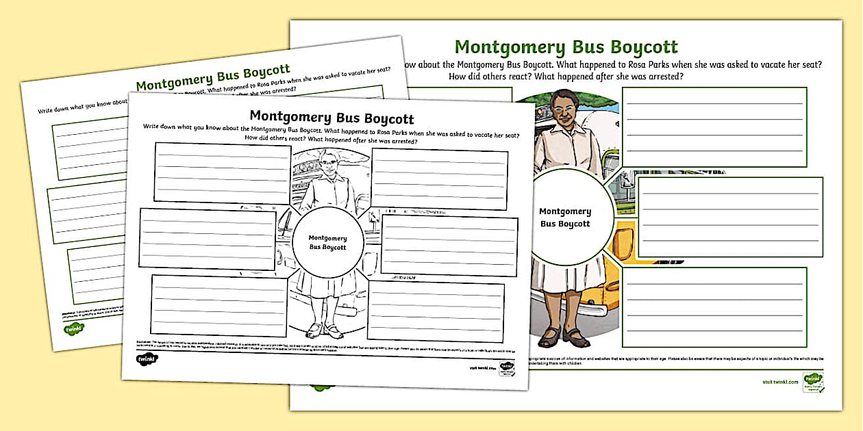 Montgomery Bus Boycott Mind Map (teacher made) - Twinkl